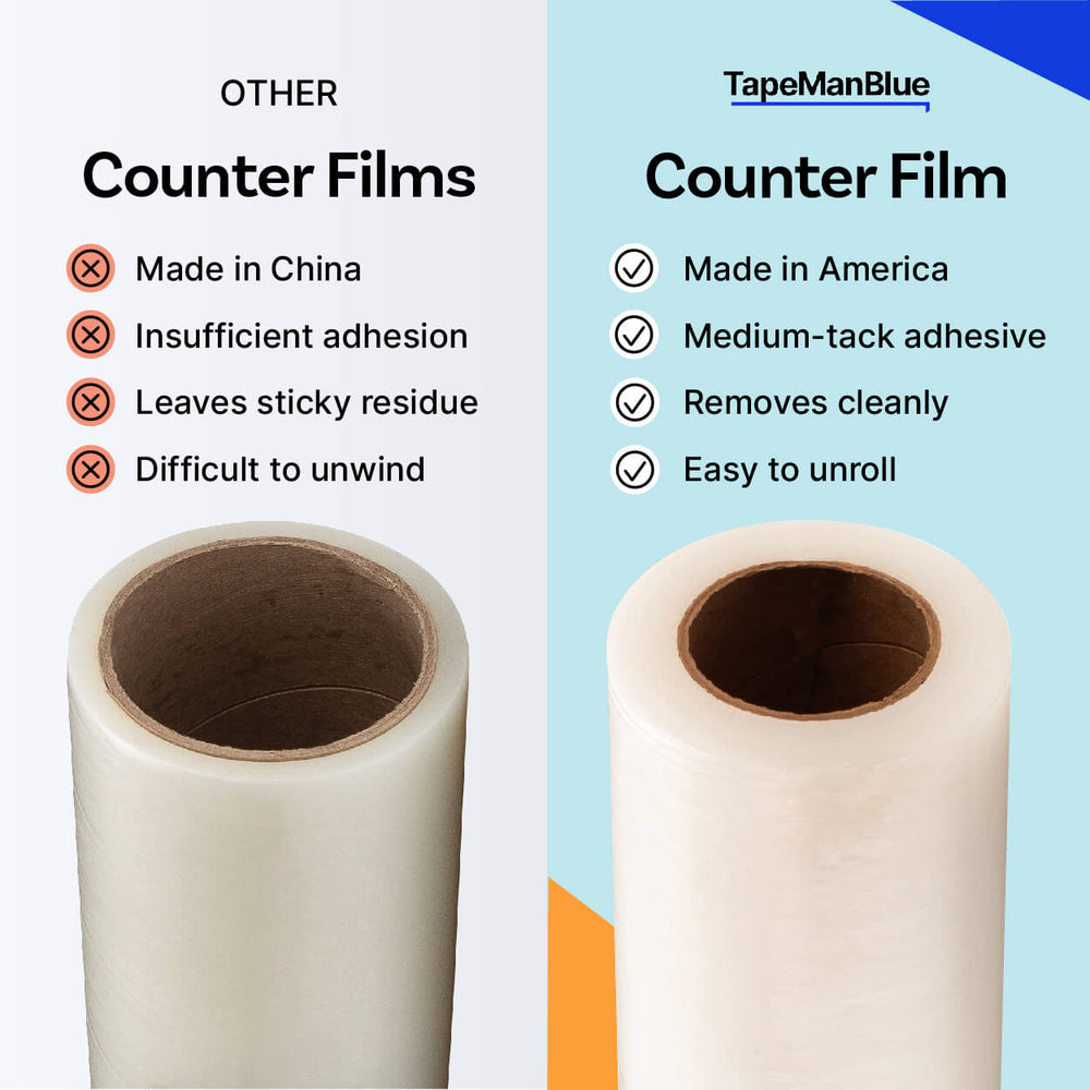 Temporary Counter Protection Film | USA Made | TapeManBlue