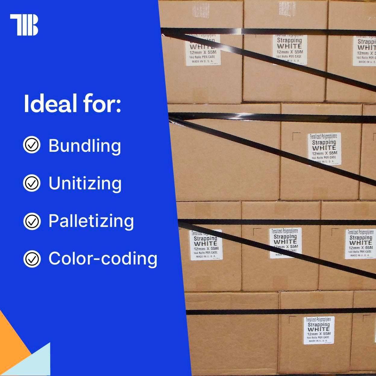 Tensilized MOPP Polypropylene Strapping Tape | TapeManBlue